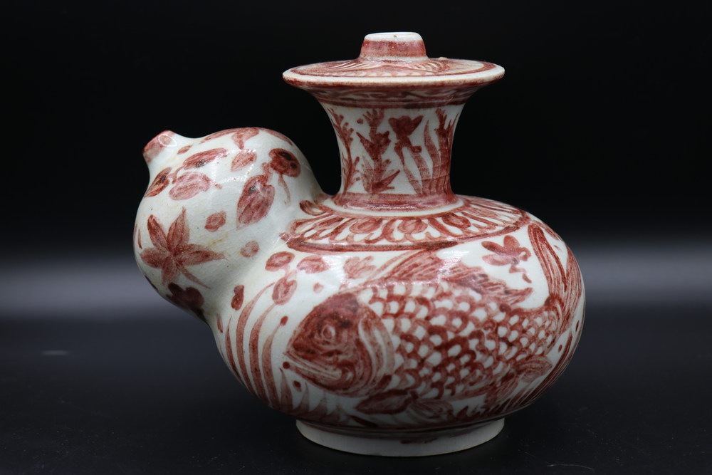 Rare Red Underglazed Antique Chinese Porcelain Kendi Ming Dynasty ...